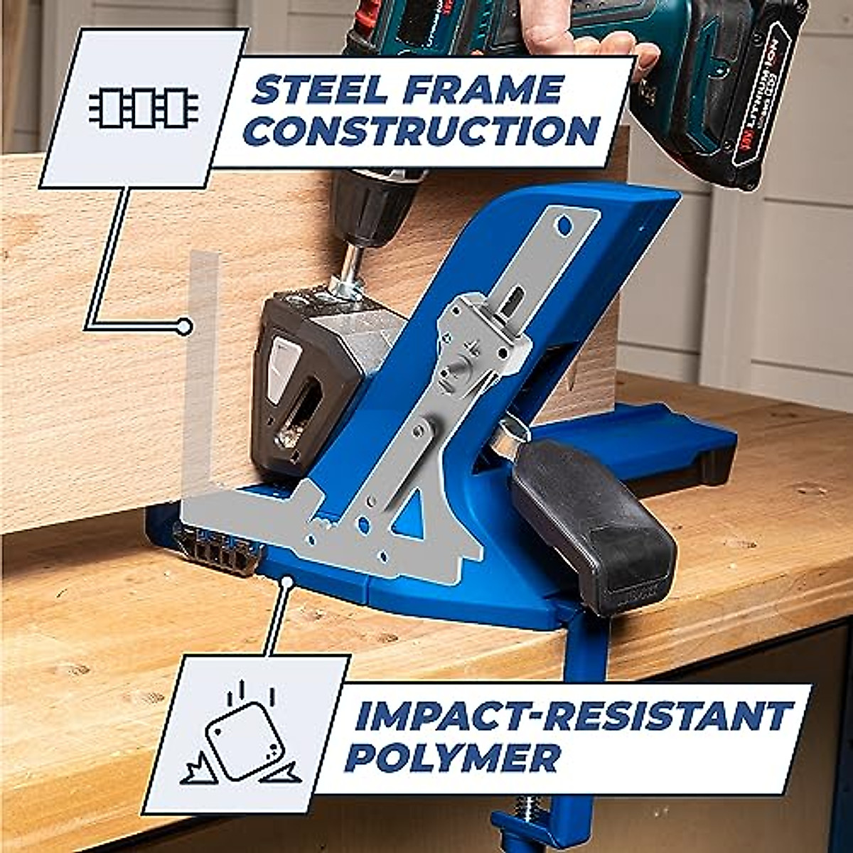 Kreg KPHJ720 Pocket-Hole Jig 720 - Durable Kreg Pocket-Hole Jig - Easy Clamping & Adjusting - For Materials 1/2" to 1 1/2" Thick