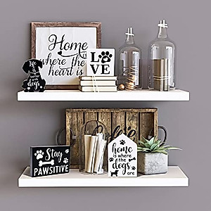 Zingoetrie Dog Tiered Tray Decorations Wooden Dog Sign Paw Wood Decor Farmhouse Tiered Tray Decorations Rustic Puppy Ornaments for Home Kitchen Window Table Set of 4 Housewarming Dog Mom Gift Idea