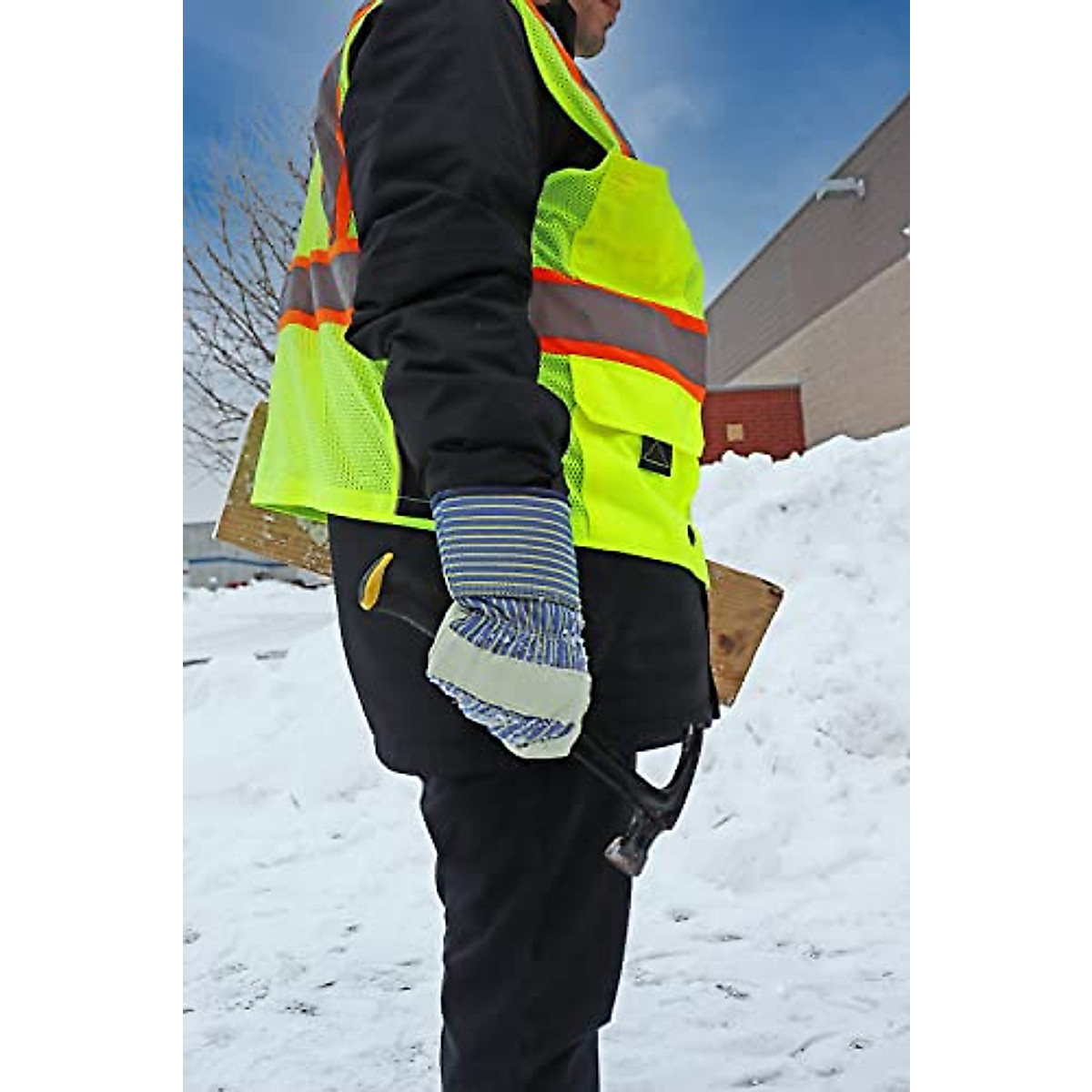 Global Glove Safety Vest with 6 Pockets and Zipper Front, High Visibility, Lightweight and Breathable Mesh, ANSI Class 2 Compliant, X-Large