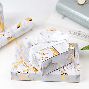 WRAPAHOLIC Wrapping Paper Roll - Mini Roll - 17 Inch X 33 Feet - White Marble with Gold Foil Design, Perfect for Birthday, Holiday, Wedding, Baby Shower