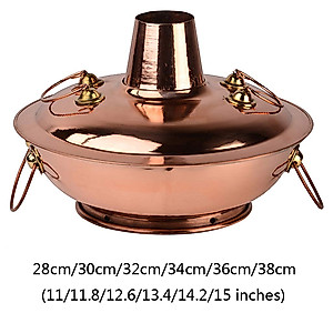 Chafing Dishes Dutch Oven for Bread Making Thickened Gas Copper Hot Pot Liquefied Gas Cassette Tableware Metal Copper Fire Boiler Home Shabu-shabu Hot Pot (Color : Brass, Size : 34cm)