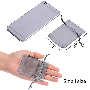 Mudder Organza Gift Bags Wedding Favour Bags Jewelry Pouches, Pack of 100 (2.8 x 3.5 Inch, Silver)