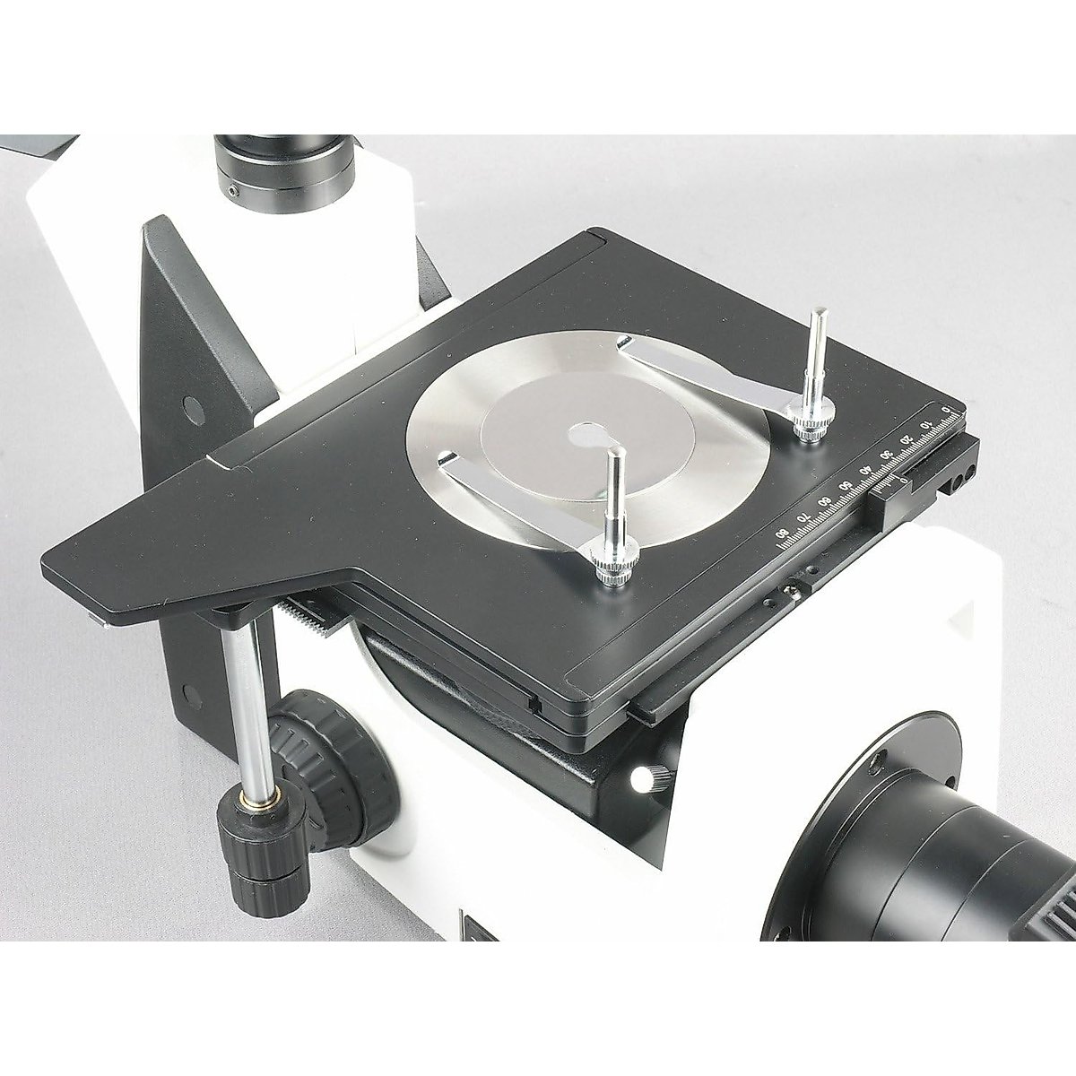AmScope ME1200TB Inverted Trinocular Metallurgical Microscope, 50X-1000X Magnification, PL10x and PL20x Eyepieces, Polarizing Condenser, Brightfield and Polarizing LED Illumination with Rheostat, Large Double-Layer Mechanical Stage, 90-240V