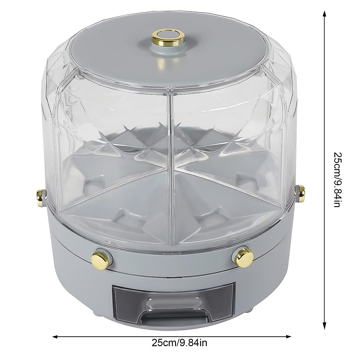 LUGBING One-Click Rice Output Food Containers, 360° Rotatable Grain Separate Storage Box 6 Grid Household Kitchen Storage Container for Rice, Beans, Grains Rotating Rice Dispenser