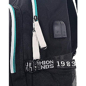 Roffatide Anime Demon Slayer Backpack for Boys Printed Schoolbag Laptop Rucksack with USB Charging Port & Headphone Port Black