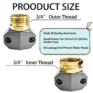 little tigger Garden Hose Repair Kit, Aluminum Mender Female and Male Hose End Connector with Zinc Clamp, Suitable for 3/4 Inch and 5/8 Inch Garden Hoses (2Sets)