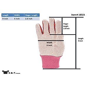 G & F 1852-3 Women Soft Jersey Garden Gloves, Women Work Gloves, 3-Pairs Green/Pink/Blue per Pack