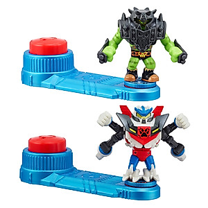 Akedo - Ultimate Arcade Warriors Battle Giants Versus Pack - Scratch-Atron VS Tonk - Mini Battling Action Figures Ready, Fight, Split Strike