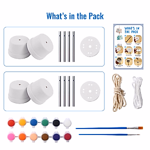 2-Pack Wind Chime Kit Arts and Crafts DIY Wind Powered Musical Chime Gift for Boys and Girls Construct & Paint Crafts for Kids Ages 4 5 6 7 8