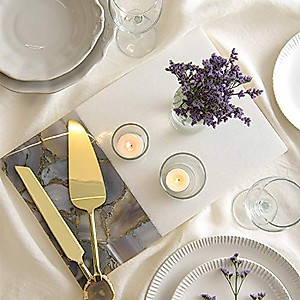 Best Home Fashion Agate Cake Serving Set - AGATE - 2.25” W x 10.0” L