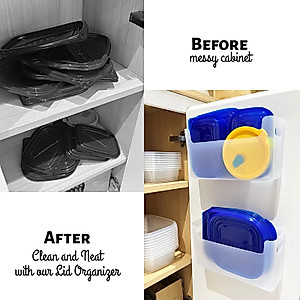 MaraFansie 2 Pack Over Cabinet Organizer Storage Lid Organizer Caddy Space Saver No Drilling Adhesive Over Door Organizer, Clear