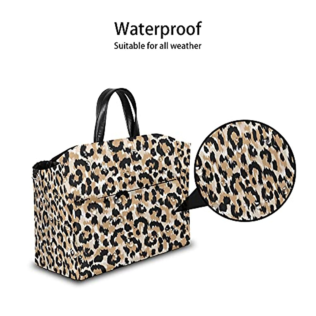 Leopard Print Diaper Bag Tote with Stroller Straps, Animal Texture Large Capacity Baby Stroller Organizer Bag, Multi-Function Nappy Bag Travel Handbag
