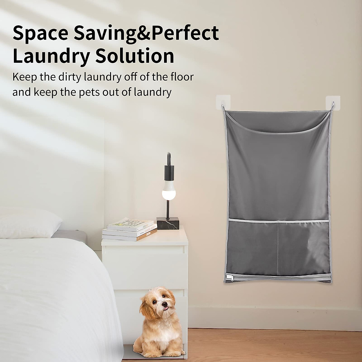 Door Hanging Laundry Hamper Bag - 2 Pack Laundry Hamper Bags Collapsible Over Door Laundry Bag with Hooks Large Hamper Clothes Storager for Space Saving Large Laundry Organizer Bag for Bathroom