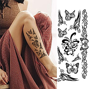 Black Butterfly Temporary Tattoos for Women Sexy 9 Pcs by Yesallwas,Waterproof long lasting Fake Tattoos Stickers for Arms Shoulders sexy body tattoos