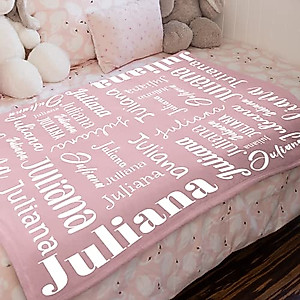 Personalized Name Blanket for Women Men 50x60inch Custom Throw Blanket with Name, Throw Blanket Gift for Mom, Dad, Grandma, Daughter, Flannel Blanket with Name Text Gift for Birthday Mothers Day