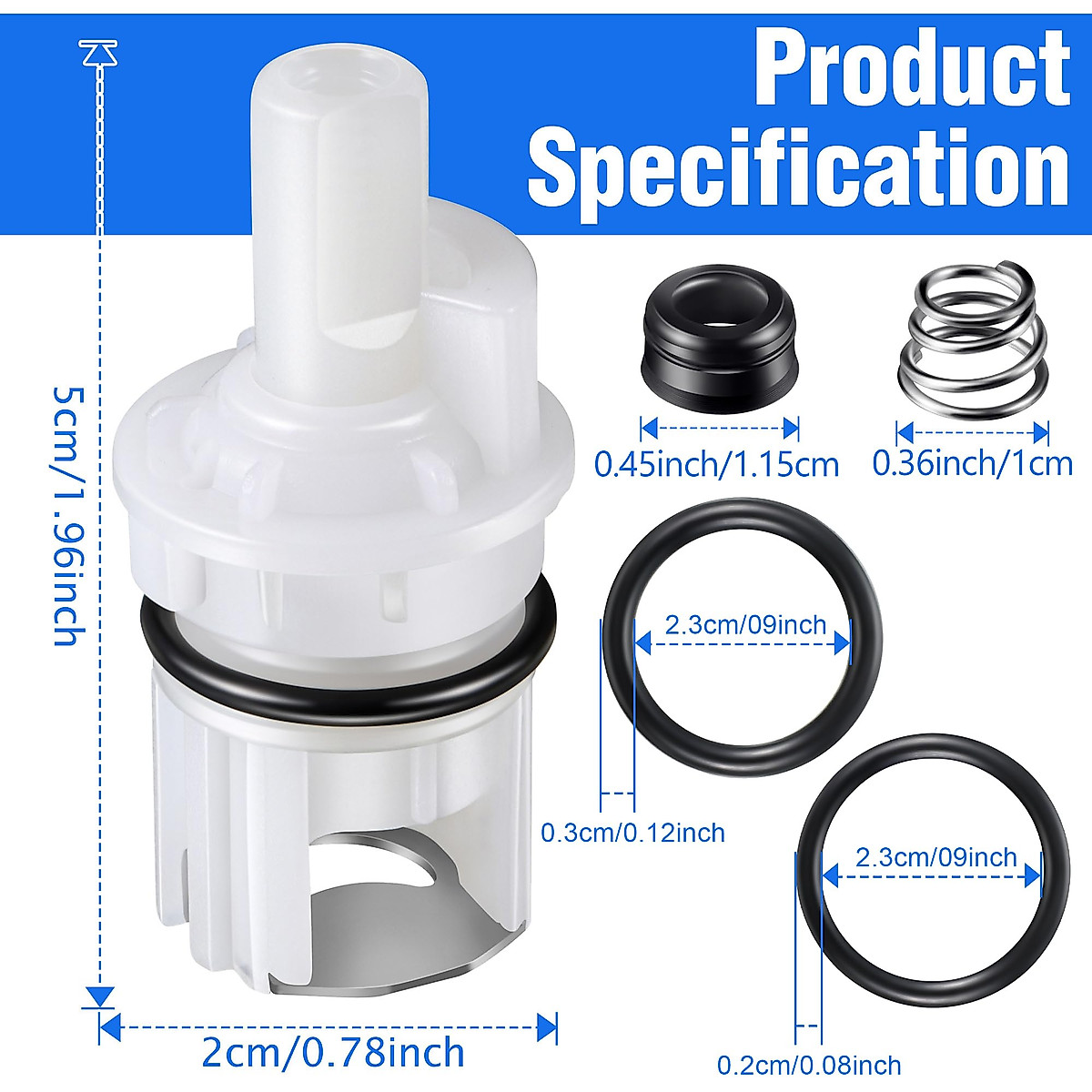 Enhon 3 Pack Faucet Cartridge Repair Kit Compatible with Detla RP17400 RP4993 Faucet Stem Seat Spring, O Ring, Cartridge Replacement Part for 2 Handle Bathroom Shower Tub, Kitchen Faucet Repair