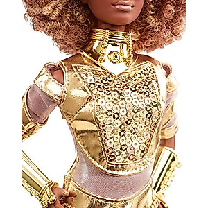 Barbie Collector Star Wars C-3PO x Barbie Doll (~12-inch) in Gold Fashion and Accessories, with Doll Stand and Certificate of Authenticity