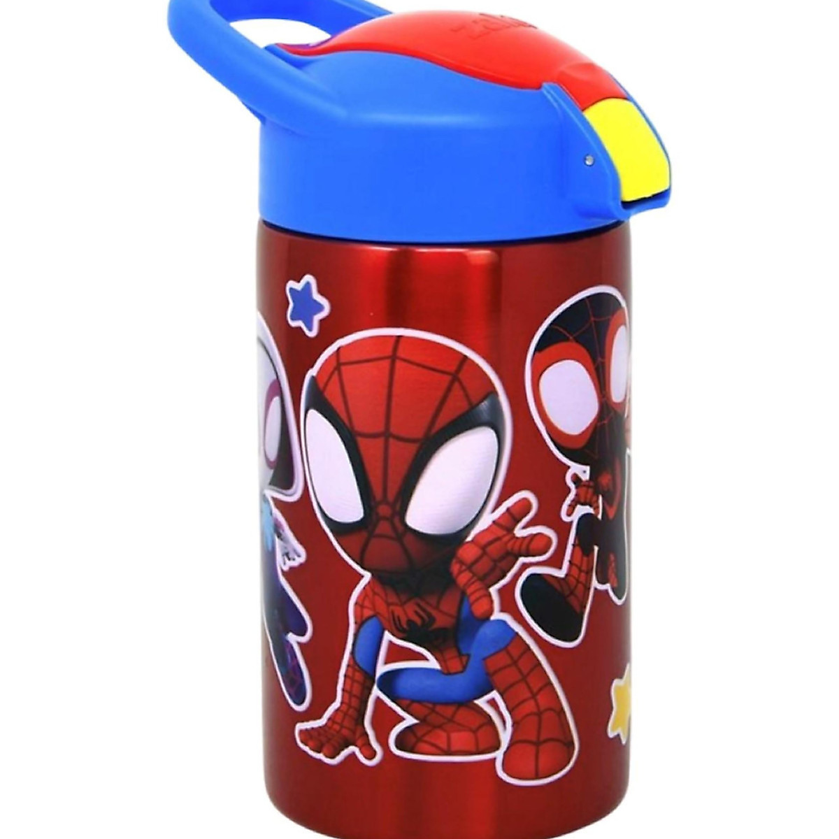 Zak Designs, Inc. Spidey and Friends Stainless Steel Bottle for Kids - Spider-Man Kids Insulated Water Bottle with Push Button Spout, Perfect Water Bottle for Kids for School Days and Trips - 15.5 oz.