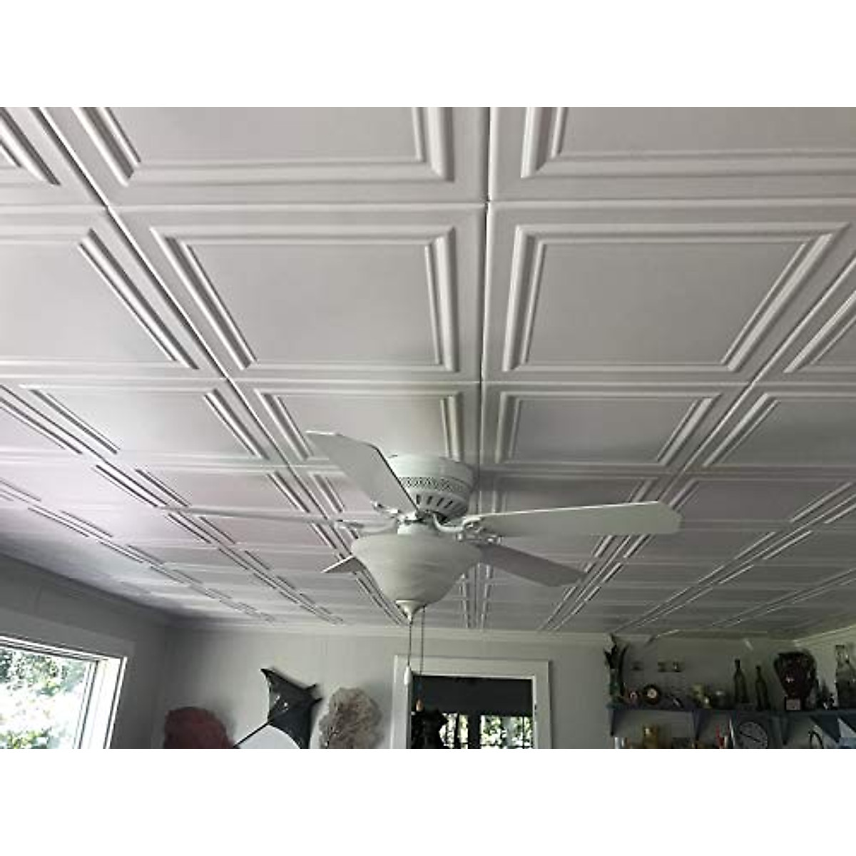 A La Maison Ceilings R24 Line Art Foam Glue-up Ceiling Tile (128 sq. ft./Case), Pack of 48, Plain White