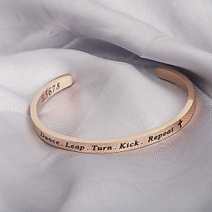 FOTAP Dancer Gift 5678 Dance Bracelet Dance Leap Kick Repeat Cuff Gift for Ballet Dancer, Dance Teacher (RG-Dance 5678)