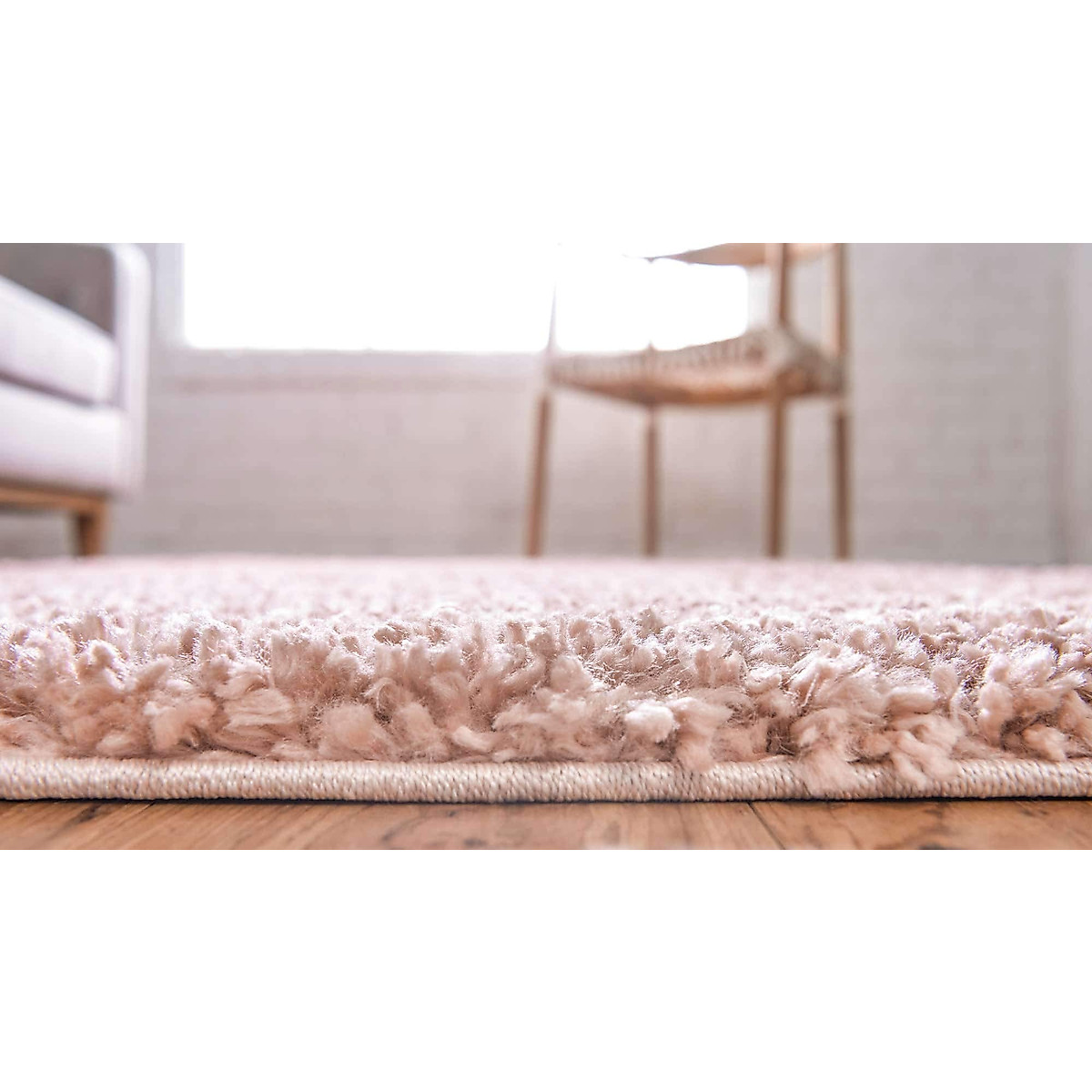 Unique Loom Davos Shag Collection Area Rug - Solid (3' 3" x 5' 3" Rectangle, Dusty Rose)