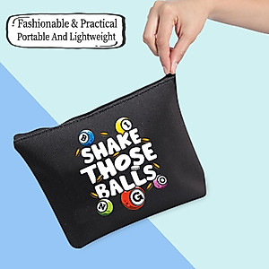 JXGZSO Bingo Gambler Gift Shake Those Balls Makeup Bag Lucky Bingo Pouch Bag Bingo Game Lover Gift (Shake those balls black)
