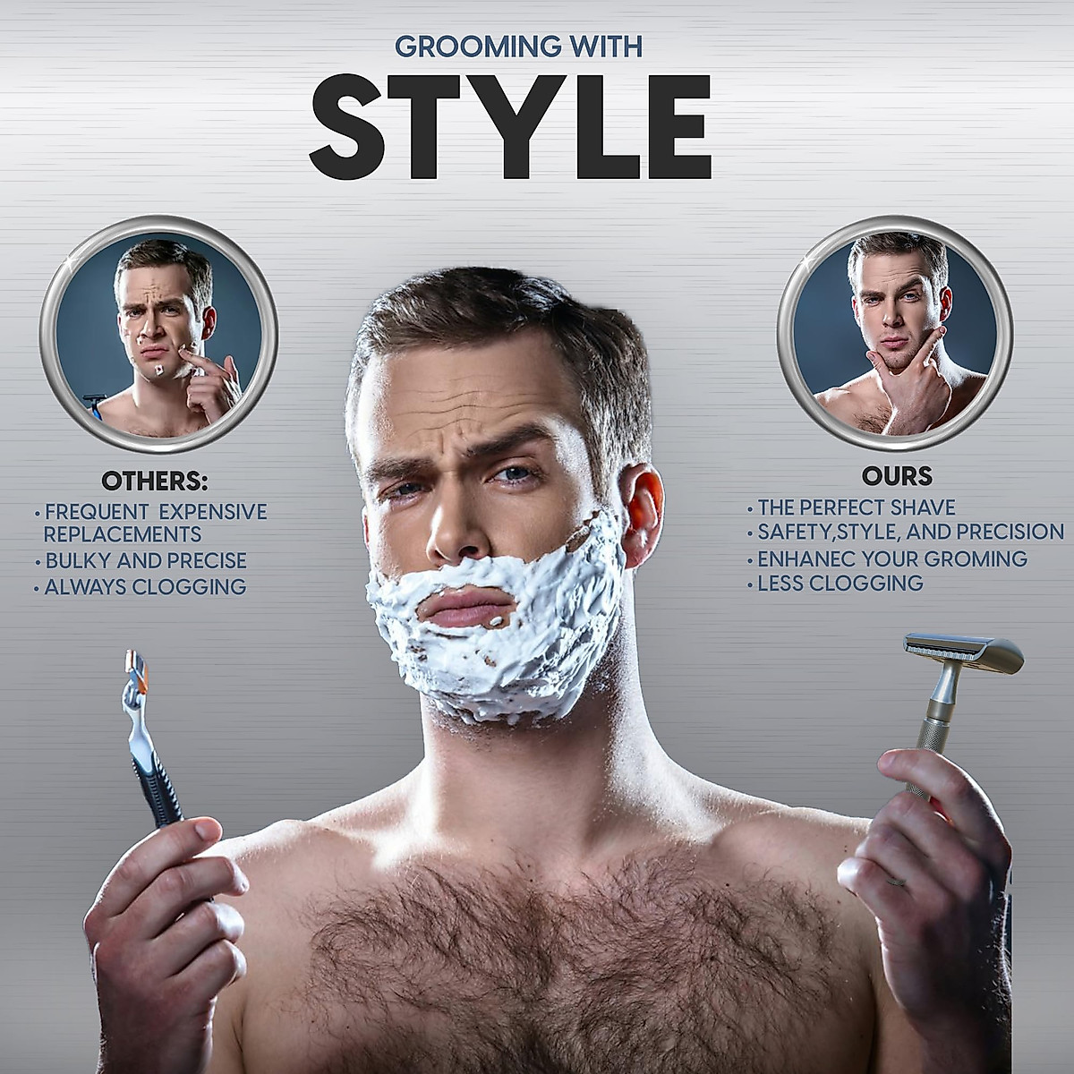 VETERAN OWNED COMPANY. Safety Razor, single blade, Chrome Double Edge Safety Razor, with 10 Platinum Coated Double Edge Safety Razor Blades. This shaver will last a lifetime.