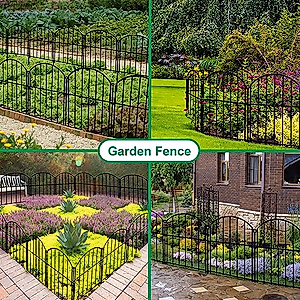 Xeeol Garden Fence 10 Panels, 10ft (L) x 17in (H) Rustproof Metal Wire Flower Bed Garden Fencing Border for Yard, No Dig Animal Barrier for Dog