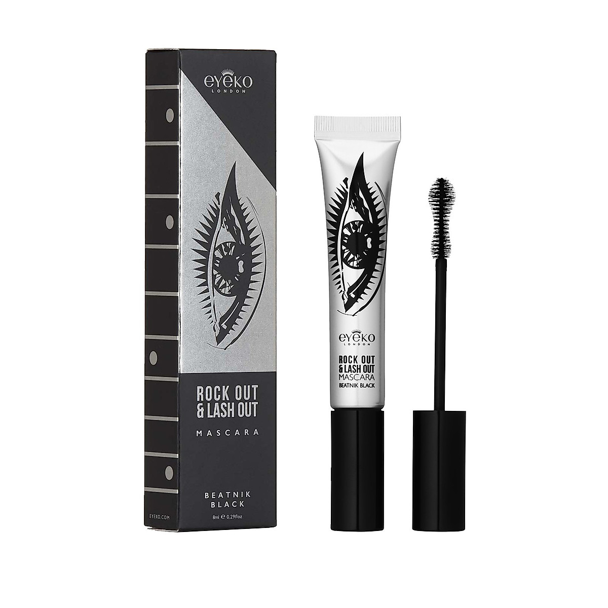 Eyeko Rock Out and Lash Out Thickening Mascara, Intense Black - Buildable Volume, Curl & Length 8ml