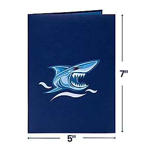 Paper Love 3D Pop Up Fathers Day Card, Shark, For Husband, Son, Anyone, All Occasion, Handmade - 5" x 7" Cover - Includes Envelope and Note Tag