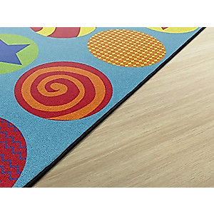 Flagship Carpets Patterned Circles Colorful Multicolor Seating Carpet for a Gathering Place, Children's Classroom Rug or Kids Educational Area, 6' x 8'4", Seats 24, Rectangle