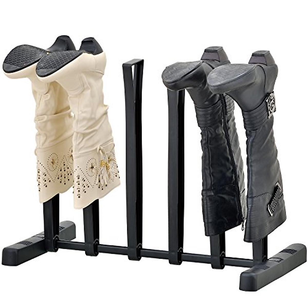 MyGift Black Durable Plastic Boot Rack Organizer Tall Boots Shape Maintainer Stand, Freestanding Boots and Shoe Rack, Holds up to 3 Pairs