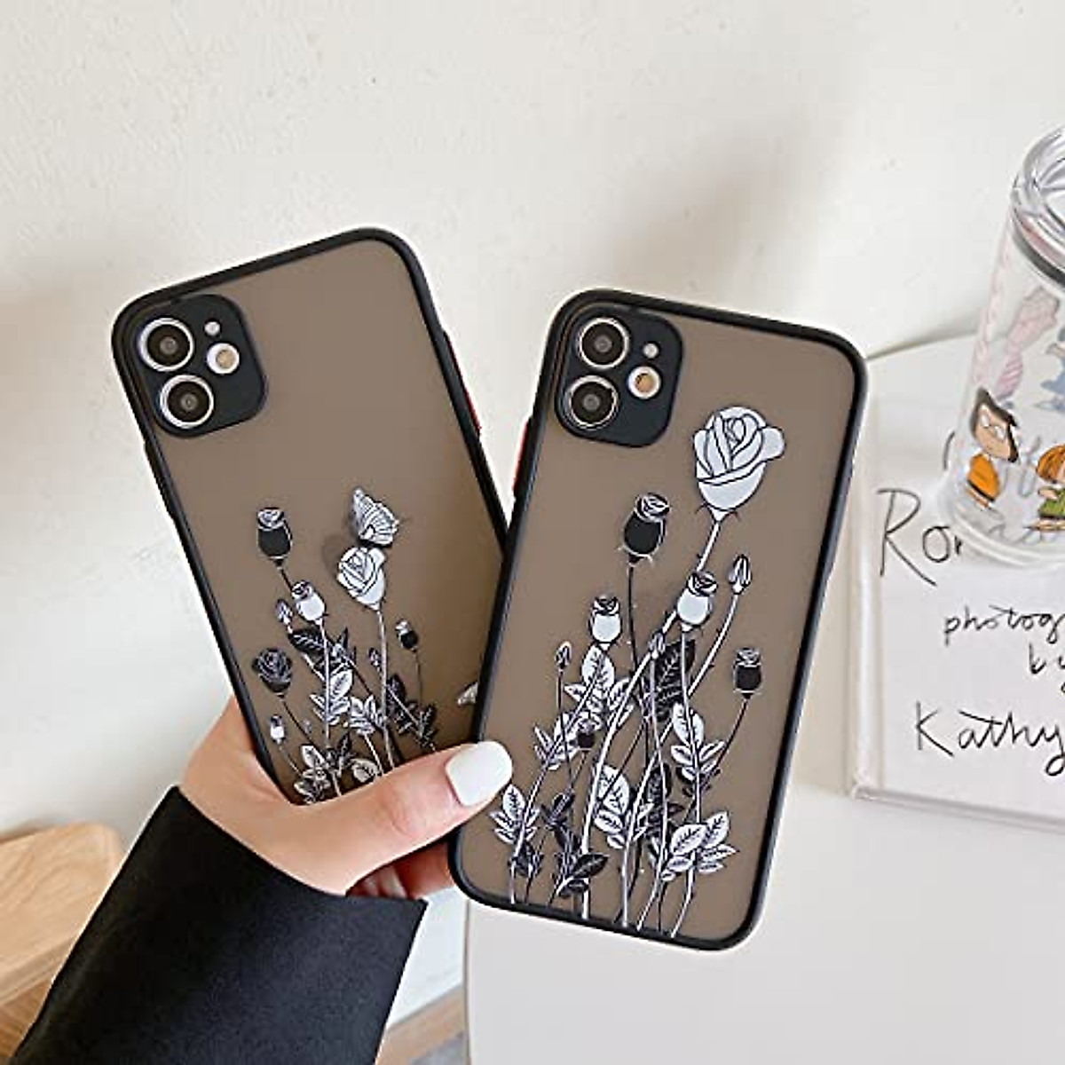 ZTOFERA Case for iPhone 11 6.1", Black Butterfly Rose Cute Girls Case Matte Floral Soft Silicone Case, Thin Slim Lightweight Protective Bumper Cover for iPhone 11 6.1"-Butterfly
