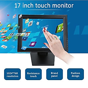 17 Inch Touch Screen Monitor Capacitive Multi-Touch Monitor with Multi-Position POS Stand for Office, POS, Retail, Restaurant, Bar, Gym, Warehouse