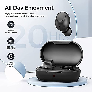 VASSCA Wireless Earbuds, Bluetooth Headphones with Charging Case, & Fast Charge, 25h Playtime, IPX8, Deep Bass, in-Ear Supports Mono Mode, for Music, Calls, and Siri Black
