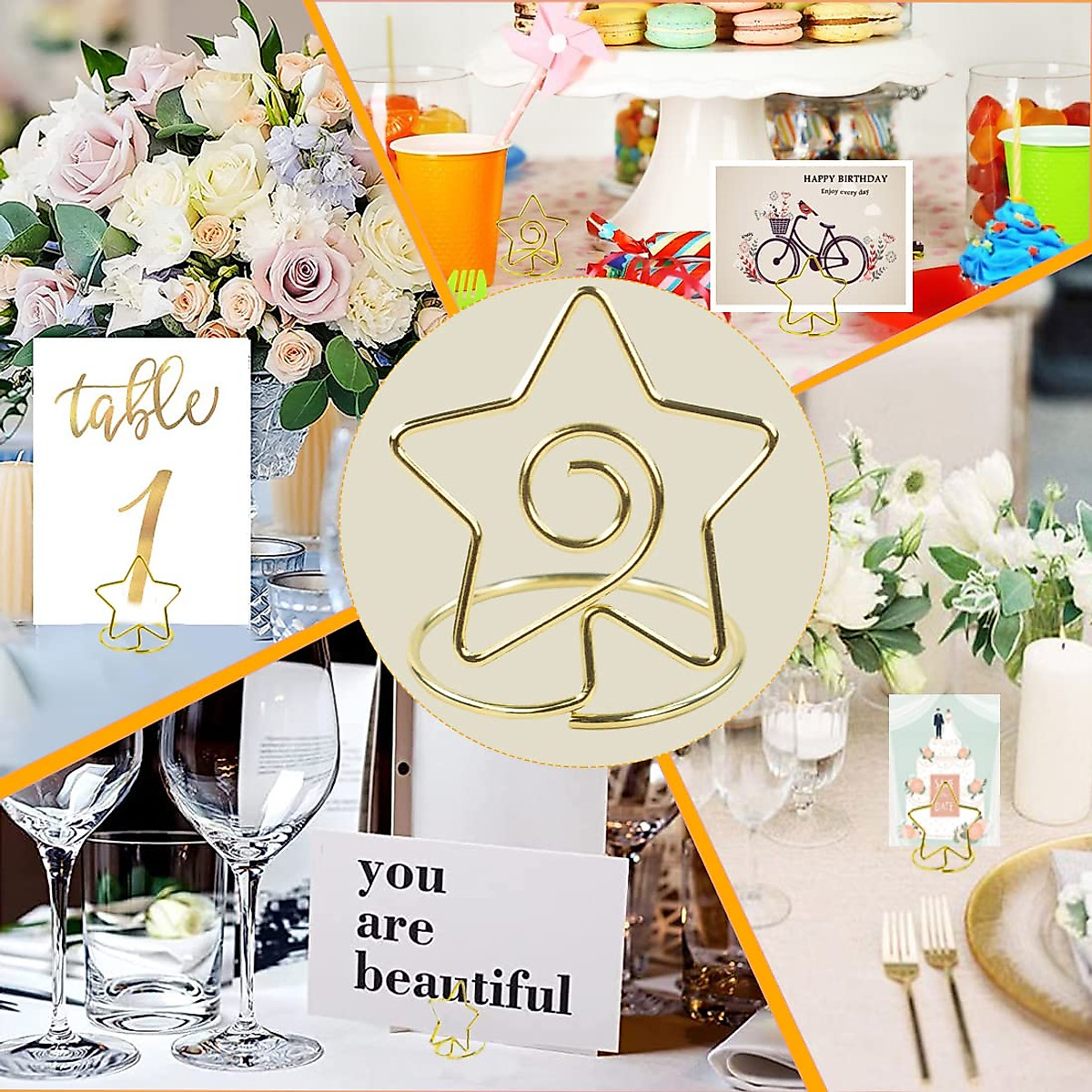 20Pcs Wedding Table Number Stand Place Card Holders for Table Setting Mini Table Menu Display Holder Stand for Memo,Cards,Pictures in Wedding,Birthday Party,Anniversary