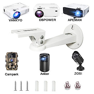 2-Be-Best Mini Projector Wall Mount, Angle Adjustable Projector Mount for Wall, Projector Hanger with Load 11 lbs Length 7.9" 1/4" Mounting Screw,Projector Mount, White