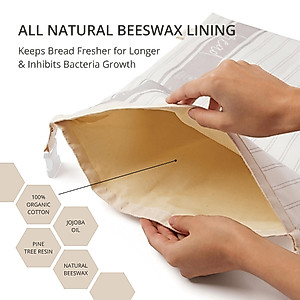 Reusable Bread Bags for Homemade Bread (2 Pack) - Cotton Beeswax Bags for Bread, Sourdough Bread Bags, XL Beeswax Bread Bag, Beeswax Bread Bags for Homemade Bread Sourdough Storage Bag, Sourdough Bag