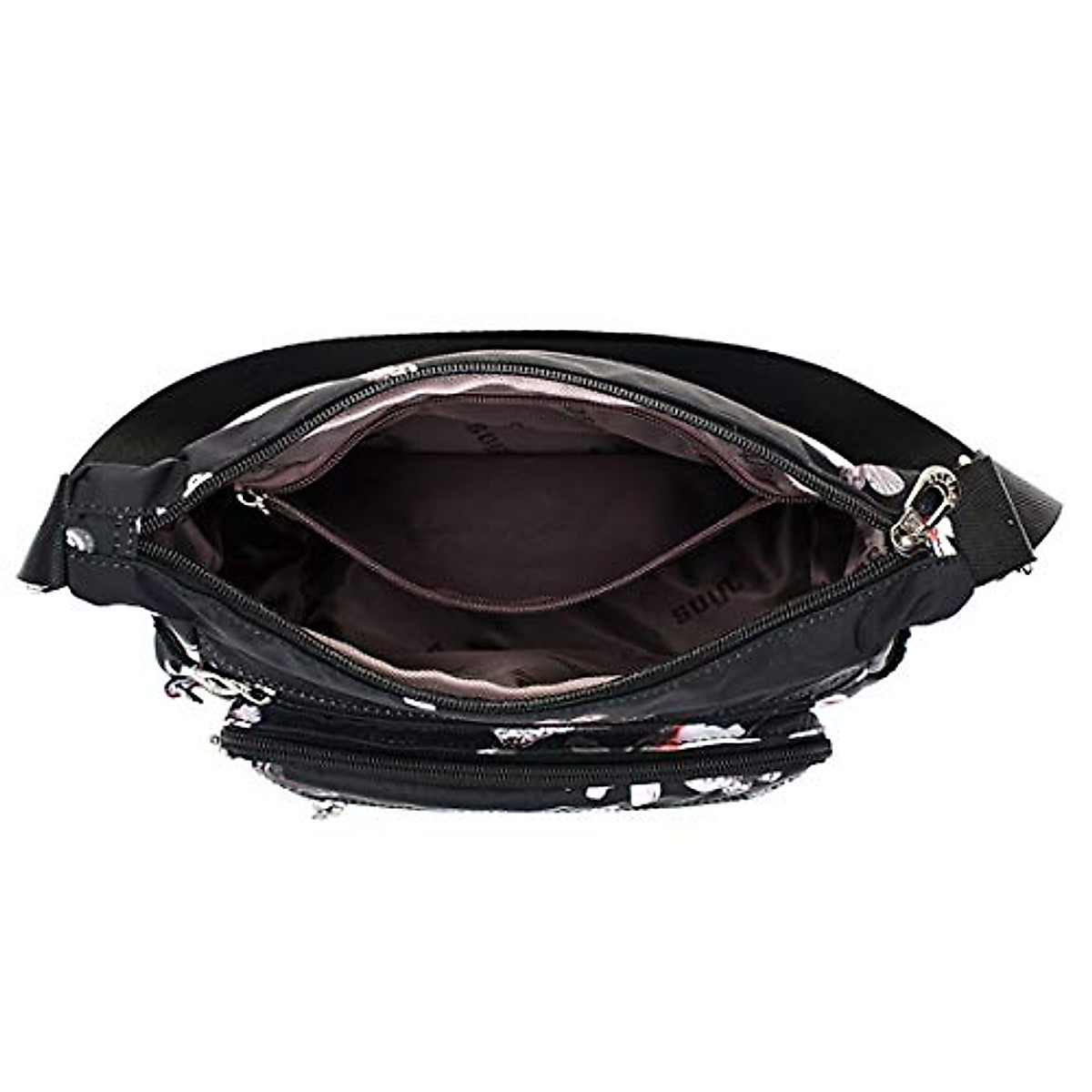 Womens Nylon Floral Shoulder Bag Crossbody Bag Messenger Bags Travel Handbags With Adjustable Strap Waterproof (A rose)