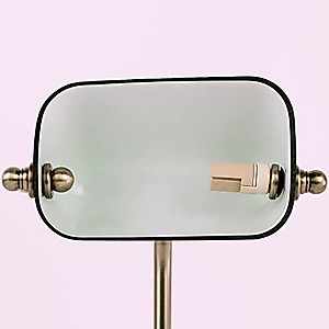 FIRVRE Green Glass Bankers Desk Lamp Traditional Classic Retro Mini Desk Light Plug-in for Bedroom Headboard Workplace Office Desk Library