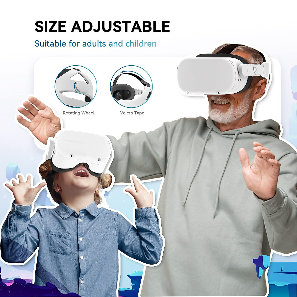 MOJOXR Adjustable Head Strap Compatible with Quest 2 VR Headset, Replacement Quest 2 Accessories for Elite Strap, Enhanced Support and Comfort in VR Gaming