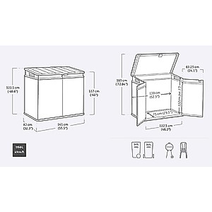 Keter Premier XL Outdoor All Weather Deck Backyard Patio Garden Shed Container with Lid, Light Grey