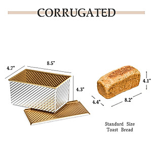 Marimer FOR BAKE Non-Stick Pullman Loaf Pan with Cover - 450g Golden Aluminum Alloy Bread Box for Perfect Toasts - 1lb Dough Capacity - Bake Like a Pro!