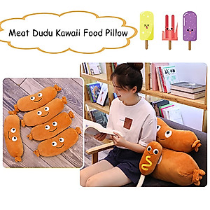 Seyomi Food Hot Dog Plush Stuffed Pillow, Cartoon Soft Toy Pillow for Kids 17.6 inches