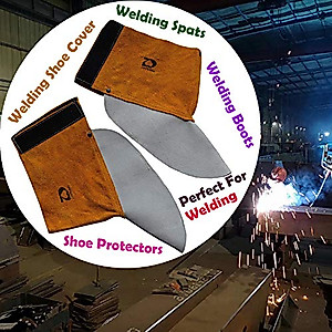 ZaoProteks ZP3002 Cowhide Leather Heat and Abrasion Resistant Welding Spats, Welding Boot Protectors, Welding Shoe Cover, Welding Gaiters