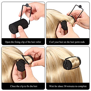 Syhood 18 Pcs Satin Rollers for Black Hair Foam Sponge Rollers Black Silk Satin Wrapped Hair Curlers for Hairdressing Styling(1.42 Inch)