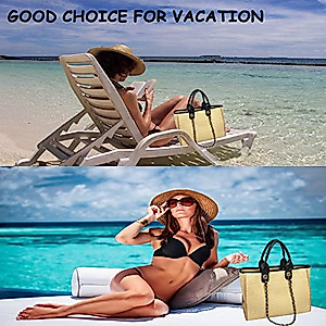 Hidora Women Handwoven Round Straw Handbag Summer Beach Tote With Removable Chain Stylish Shoulder bag (Straw(Classic))