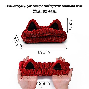 Hofar Cat Face Wash Headband Hairband with Cat Ears Coral Fleece Cartoon Cute Creative Hair Accessories