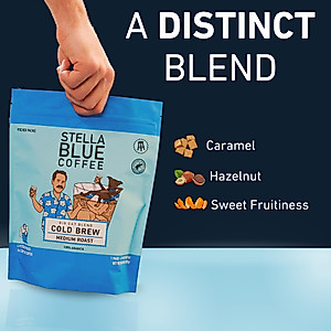 STELLA BLUE Fresh Cold Brew Coffee | Big Cat Blend | 100% Arabica MEDIUM Roast | Enriching Caramel & Hazelnut Notes & Sweet Fruitiness | Cold Brew for True Fanatics | 6 Packets to Make 24 Cups