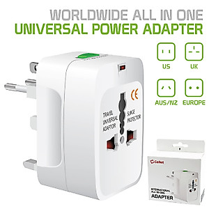 Travel Adapter, Universal All-In-One Worldwide International Travel Plug Converter-USA EU AUS/NZ UK Europe Asia And Works on All Country